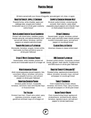 Panera Bread Menu | PDF