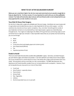 What To Eat After Gallbladder Surgery | PDF | Chesser Resources