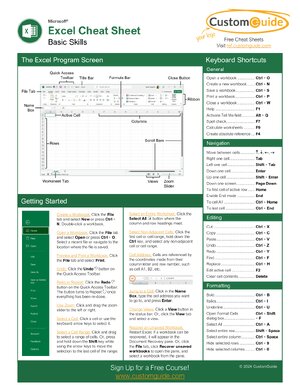 Excel Cheat Sheet | PDF | Chesser Resources