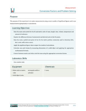 Conversion Factors And Problem Solving | PDF | Chesser Resources