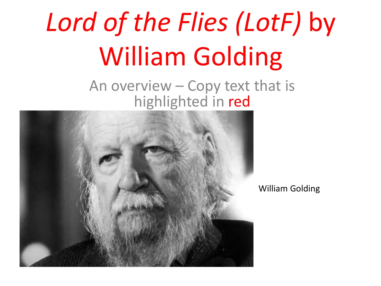 Lord Of The Flies (LotF) By William Golding | PDF