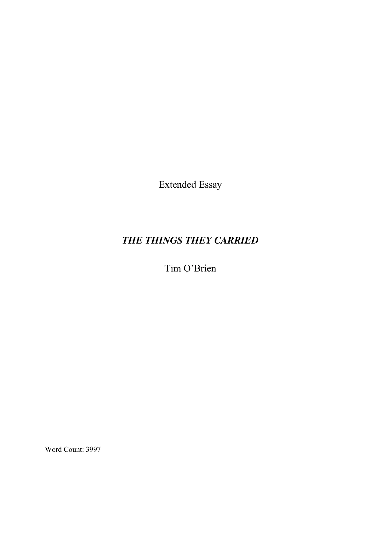 Essay The Things They Carried | PDF | Chesser Resources