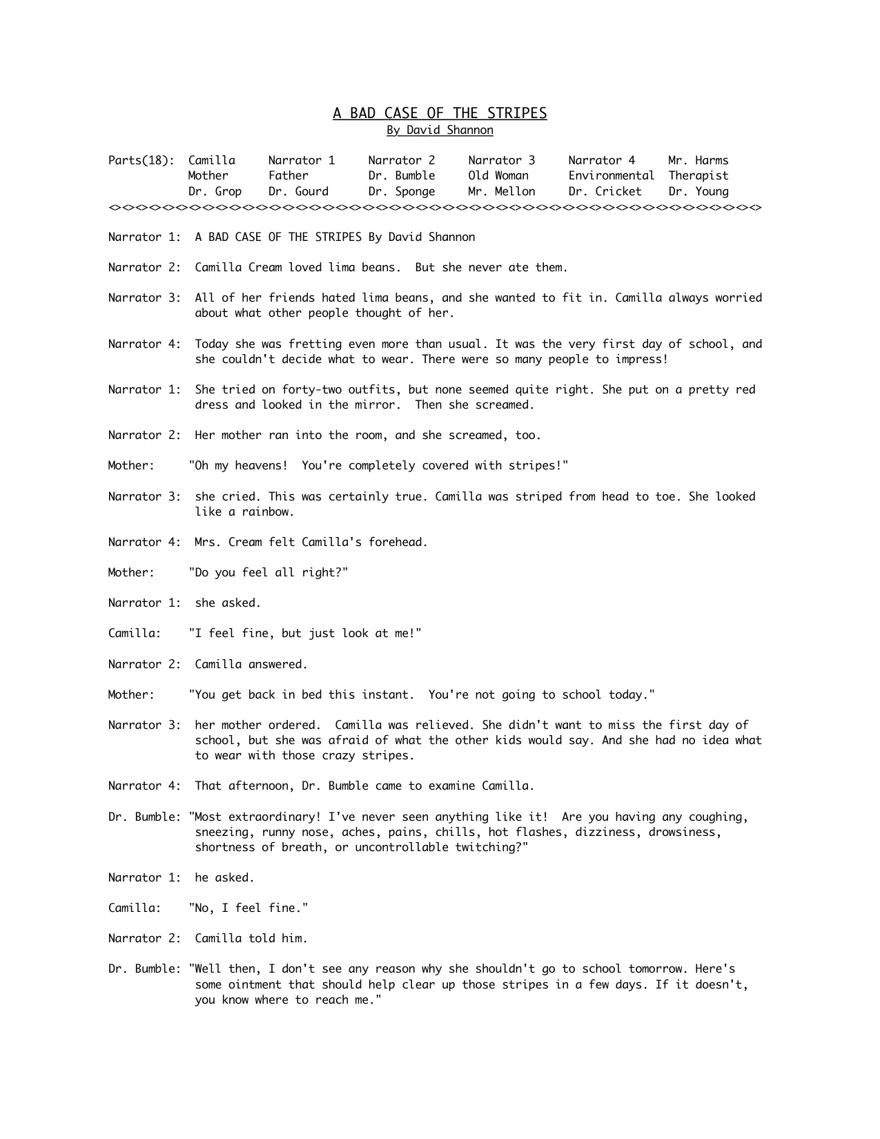 (PDF) A BAD CASE OF THE STRIPES By David Shannon - Download