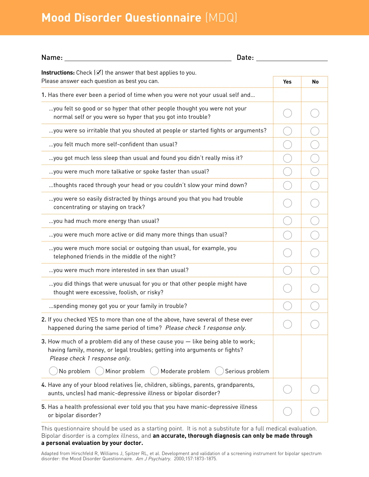 (PDF) Mood Disorder Questionnaire (MDQ) - Download