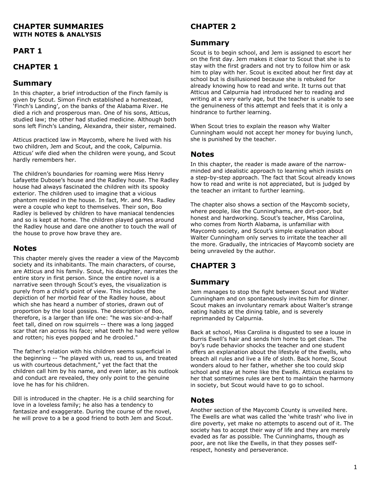 To Kill A Mockingbird Complete Analysis & Summary | PDF | Chesser Resources