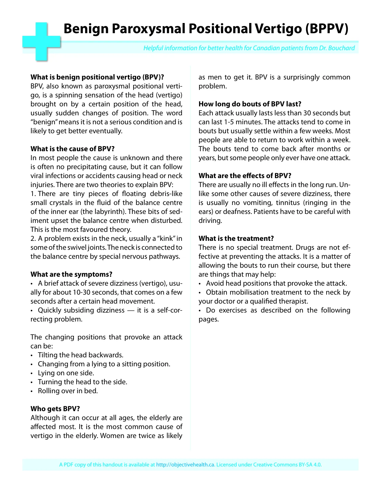 Benign Paroxysmal Positional Vertigo (BPPV) | PDF | Chesser Resources