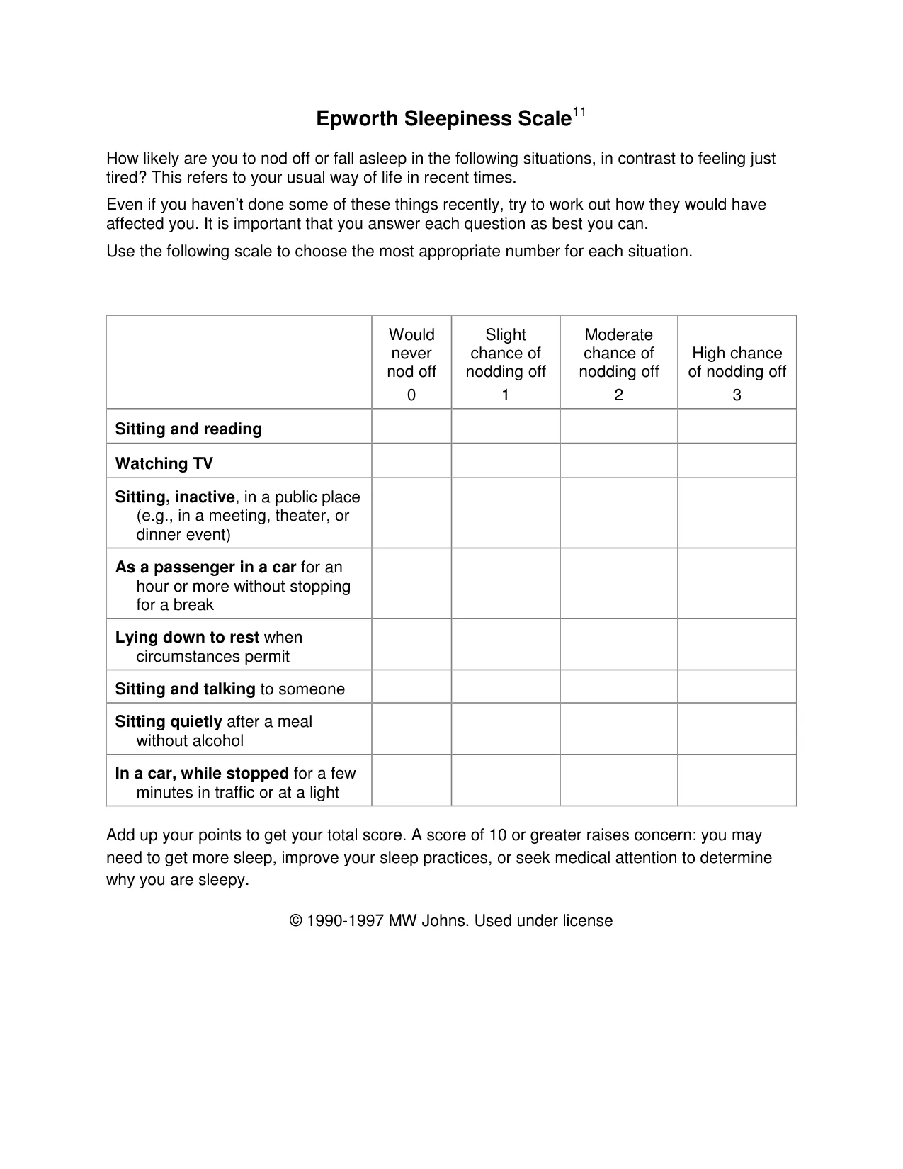 (PDF) Epworth Sleepiness Scale Pdf - Download