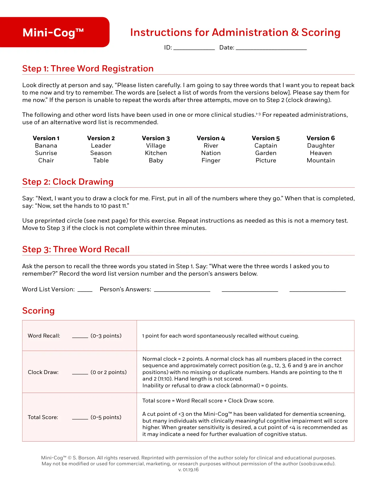 Mini Cog | PDF | Chesser Resources