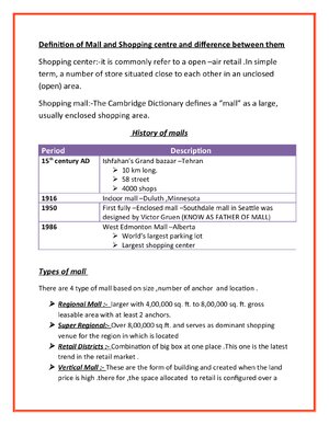 Definition Of Mall And Shopping Centre And Difference Between Them ...