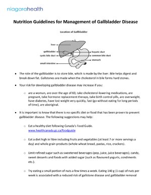 Nutrition Guidelines For Management Of Gallbladder Disease | PDF