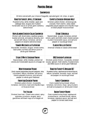 Panera Bread Menu | PDF | Chesser Resources