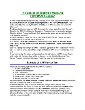 The Basics Of Testing A Mass Air Flow (MAF) Sensor | PDF