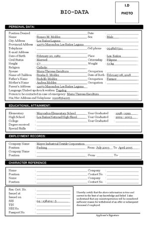 Bio Data Form | PDF | Chesser Resources