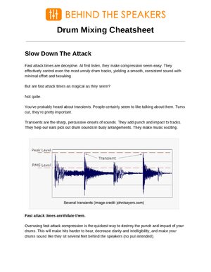 Drum Mixing Cheatsheet | PDF | Chesser Resources