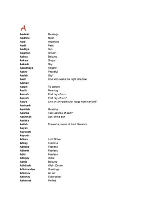 Indian Baby Boy Names | PDF | Chesser Resources