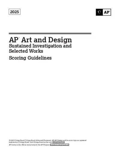 AP® Art And Design - 2025 Scoring Guidelines - PDF Download