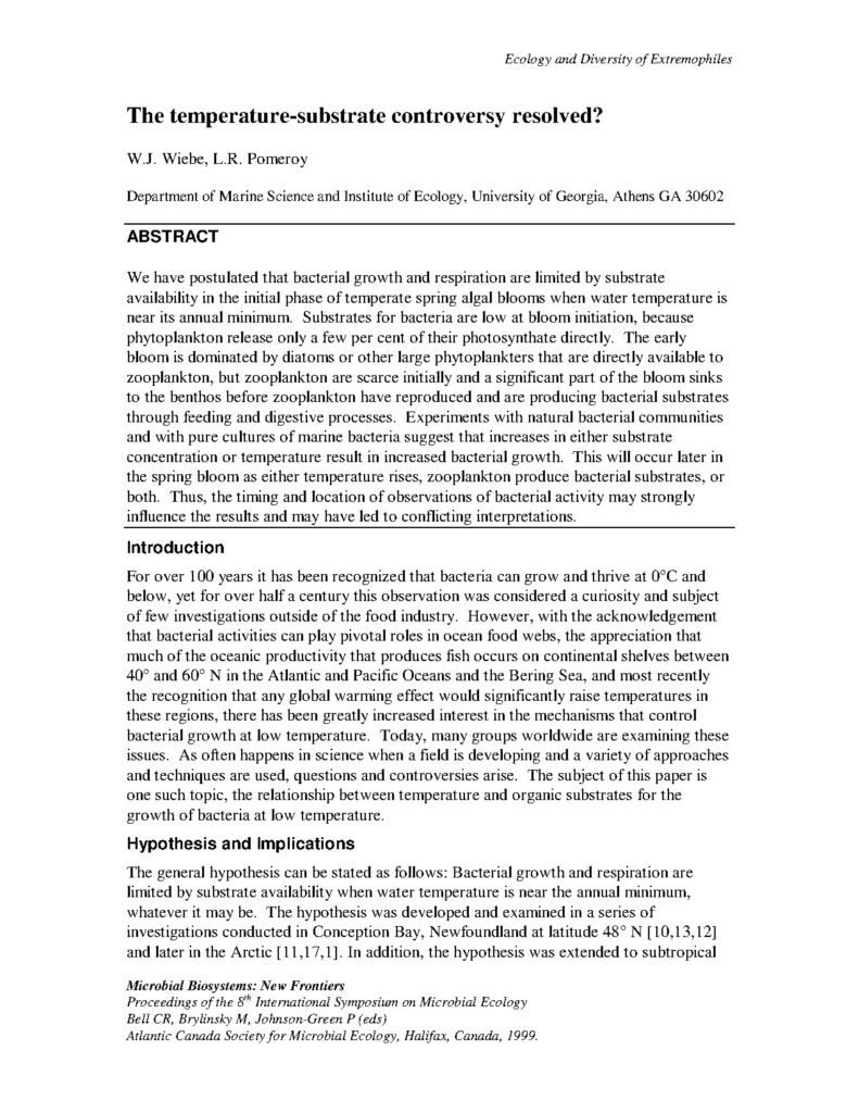 Temperature-Substrate Controversy In Bacterial Growth - PDF Download