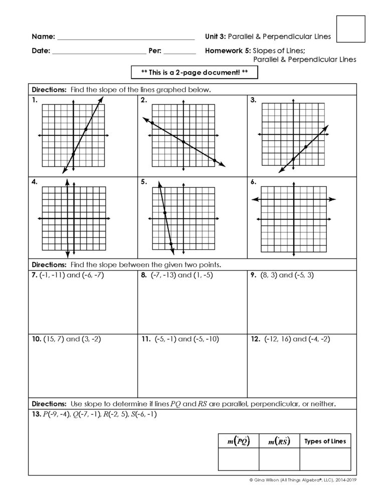 Slopes Of Parallel & Perpendicular Lines - PDF Download