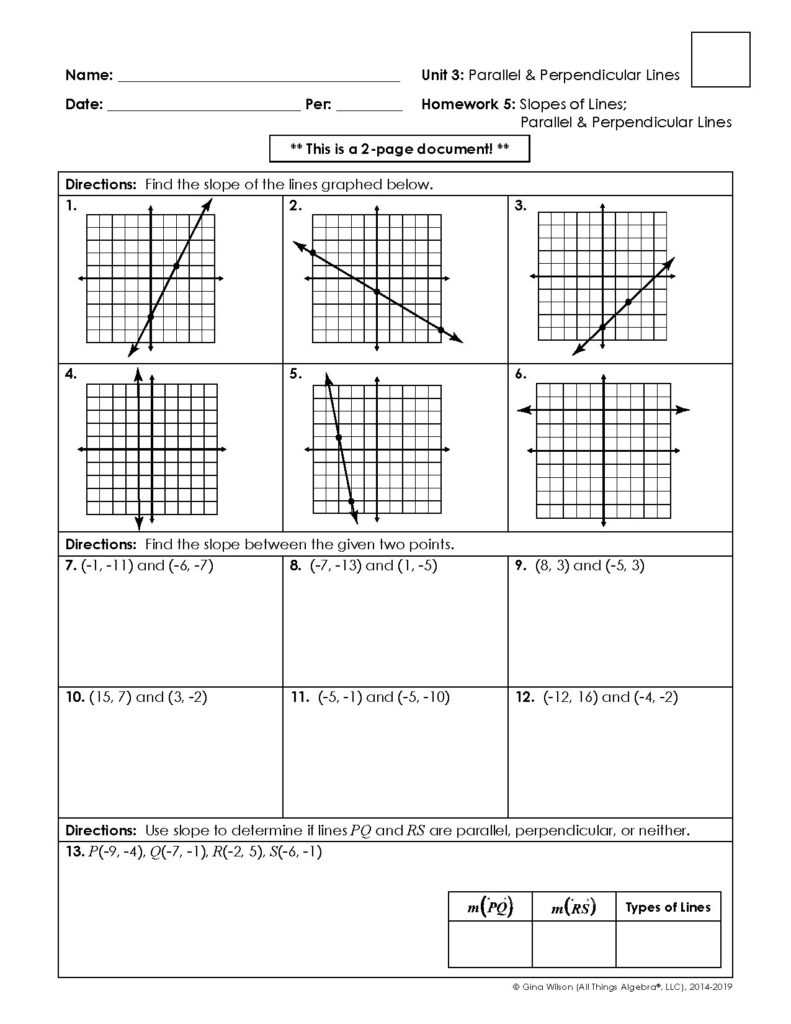 Slopes Of Parallel & Perpendicular Lines - PDF Download