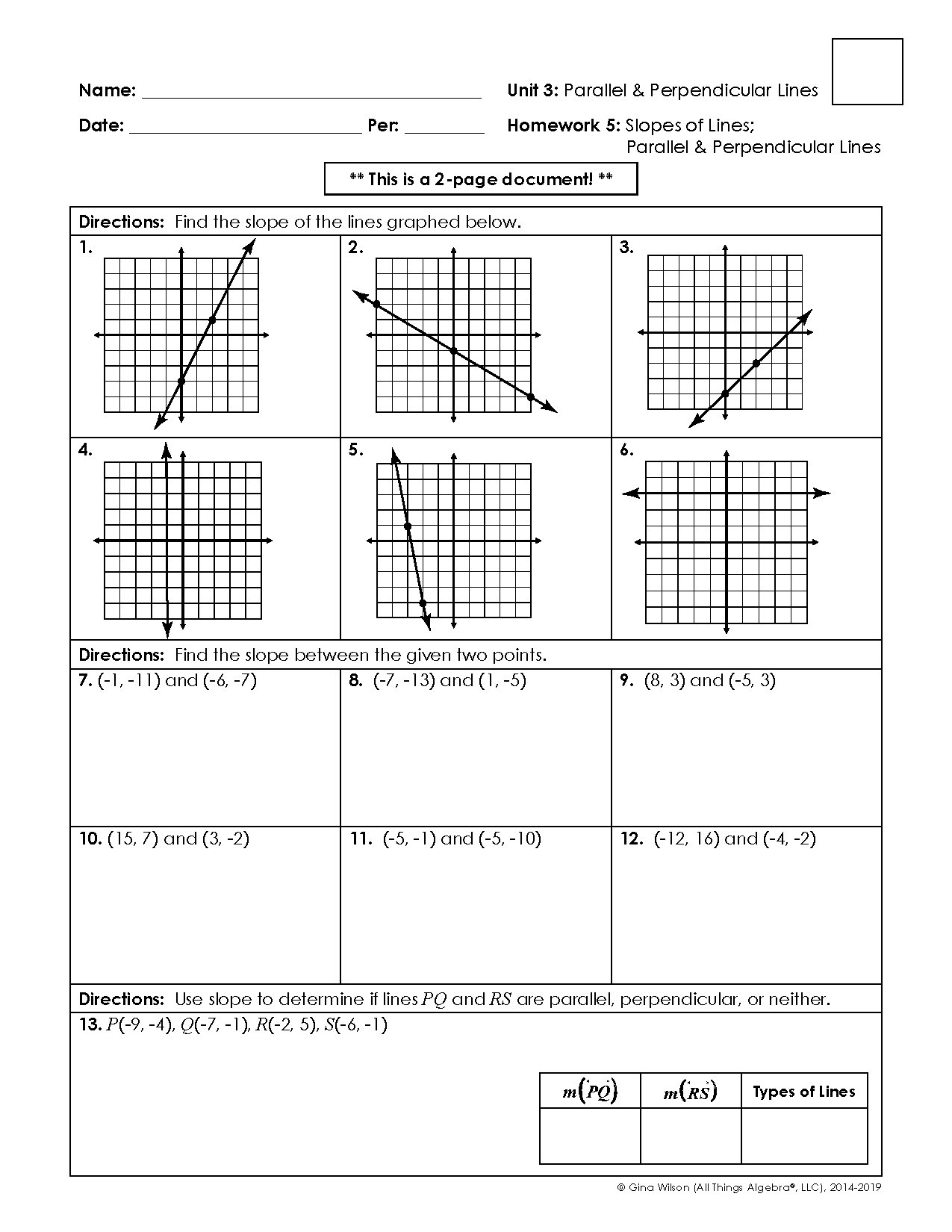 Slopes Of Parallel & Perpendicular Lines - PDF Download